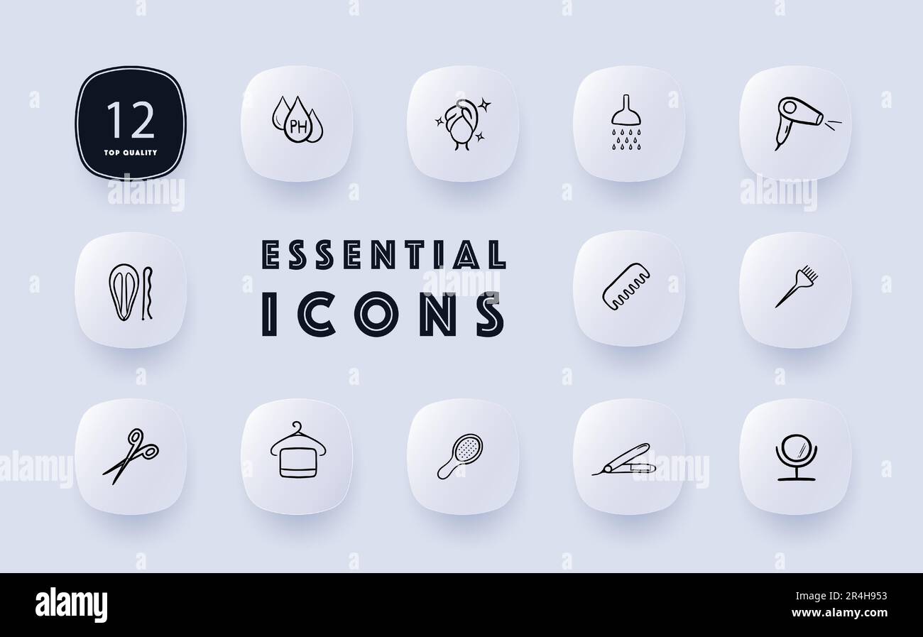 Hairstyle icon set. Hair styling, hairdo, hair design, fashion ...