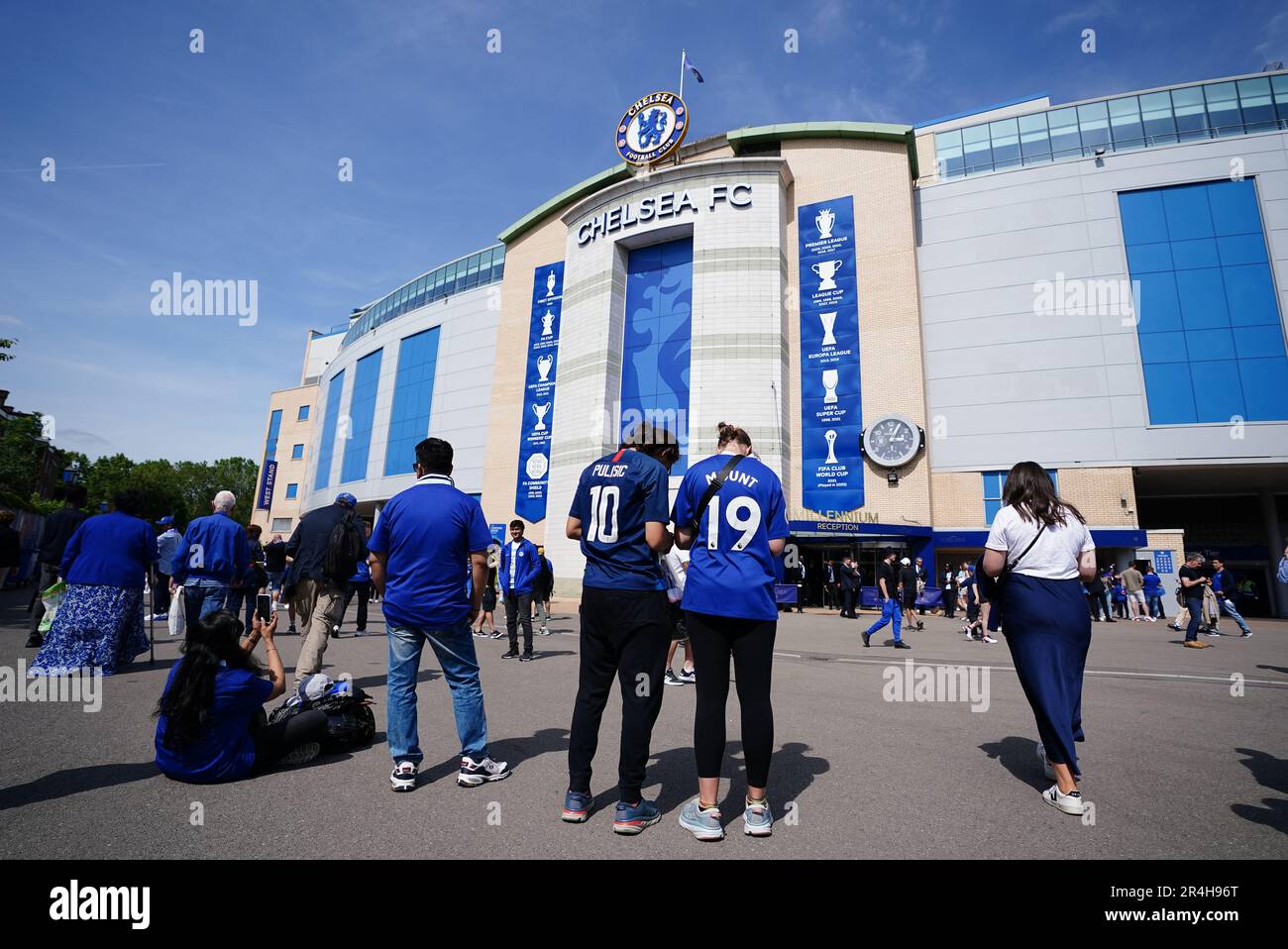 Chelsea fans outside the ground before the Premier League match at ...