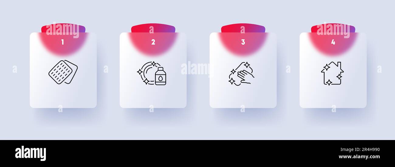 Home cleaning icon set. Household chores, tidying up, cleanliness ...