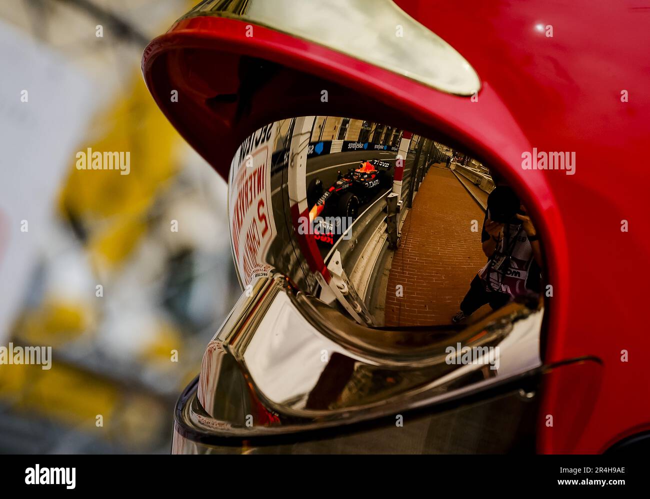 MONACO - Max Verstappen (Red Bull Racing) can be seen in the reflection ...
