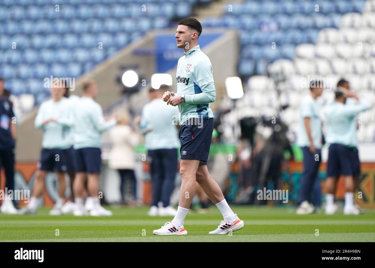 West Ham United's Declan Rice walks the pitch prior to the Premier ...