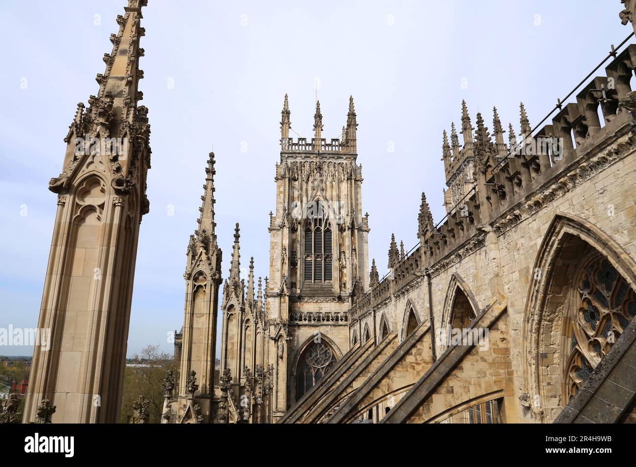 South facade, seen from roof of South Transcept, York Minster, Minster ...