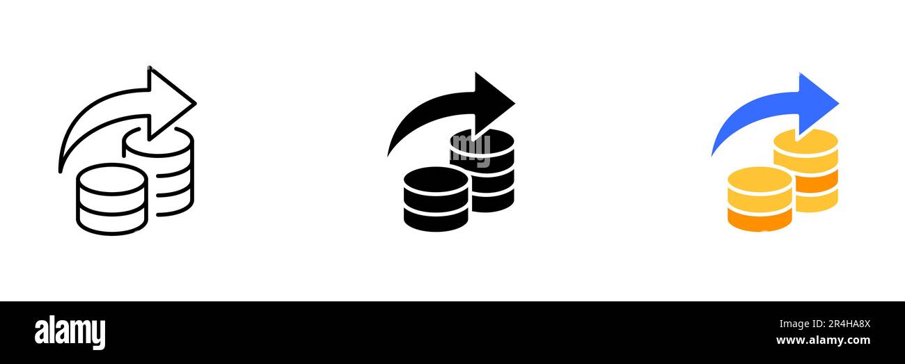 An illustration of a stack of coins with an arrow pointing upwards ...