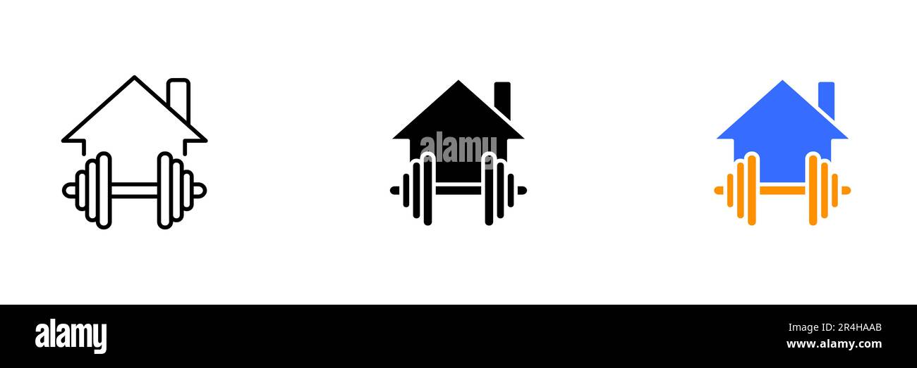 An illustration of a house with a dumbbell or weight, representing the ...