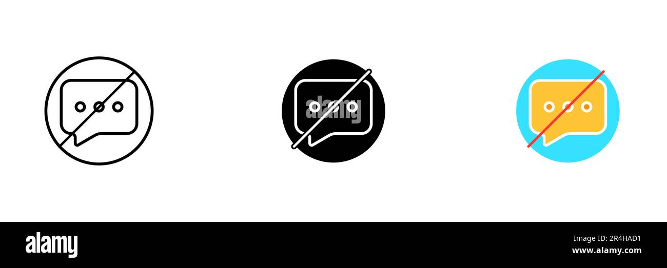 A vector icon of a crossed-out message icon, representing the concept ... A vector icon of a crossed-out message icon, representing the concept ...