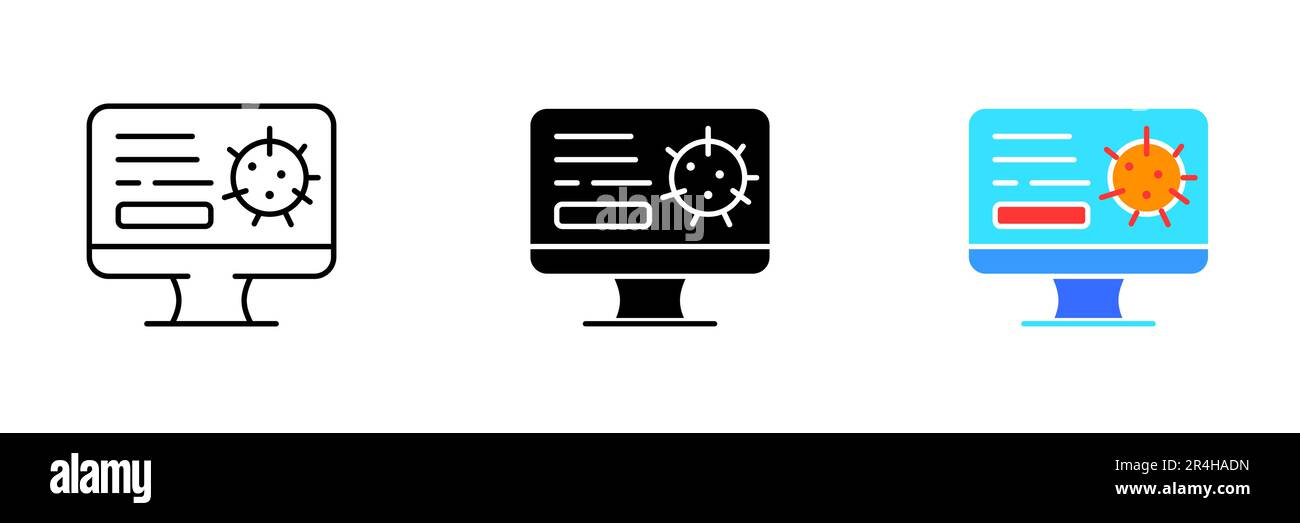 An illustration of a computer monitor with a virus icon, representing ...
