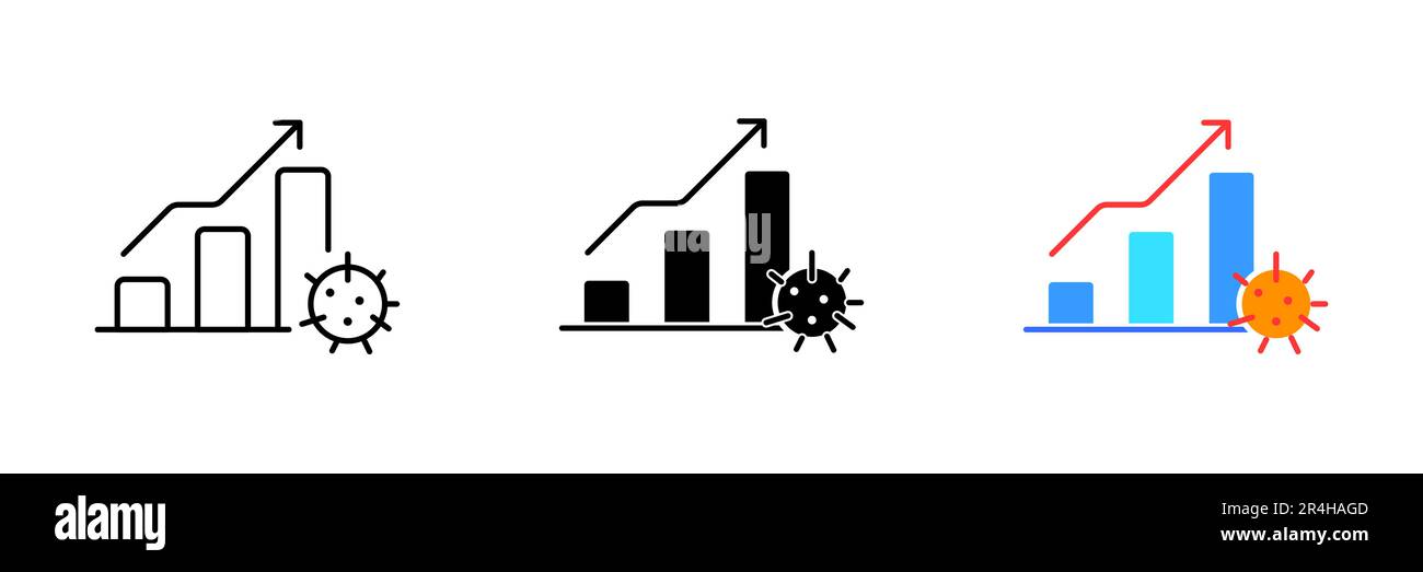 An illustration of a graph with an upward arrow and a virus icon ...