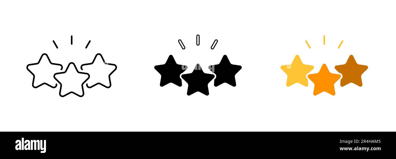 A set of three stars in various colors and shapes, often used to ...