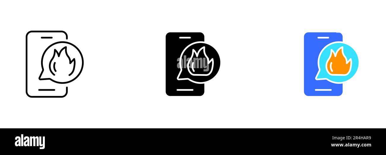 An illustration of a phone with a fire symbol, representing emergency ...