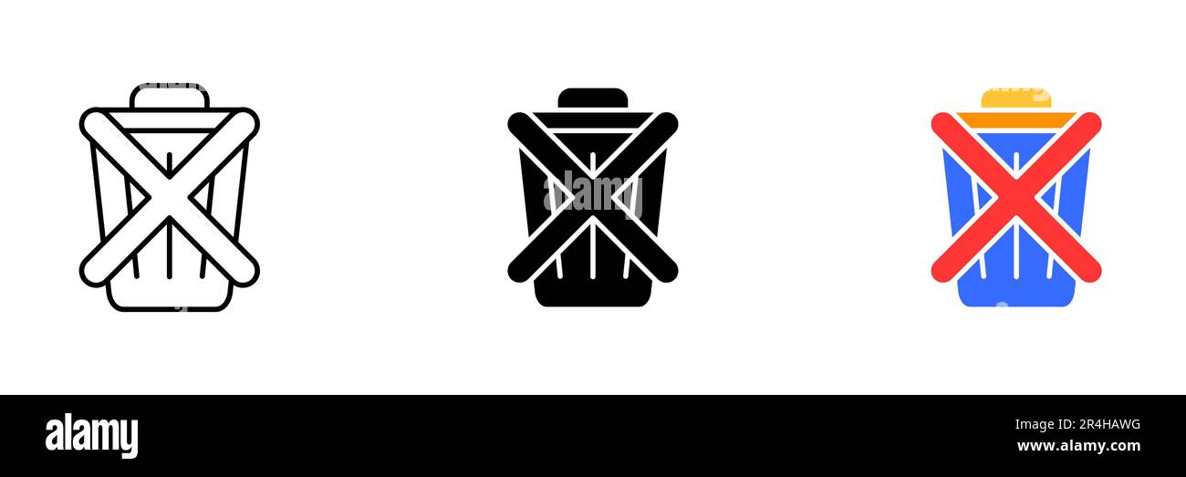 An illustration of a crossed-out trash bin, representing a prohibition ...