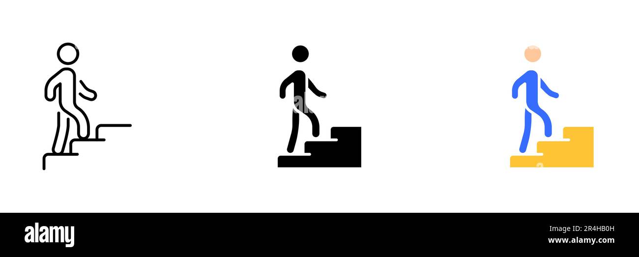 A Vector Illustration Of A Person Ascending Stairs Or Steps This Graphic Can Be Used To