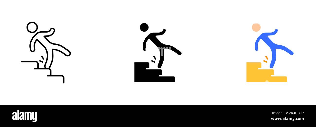 A vector illustration of a person descending stairs or steps. Vector ...