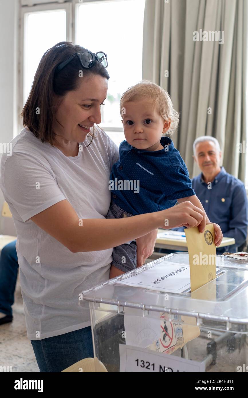 Together with her mother and baby, they are voting in the 2023 Turkish ...