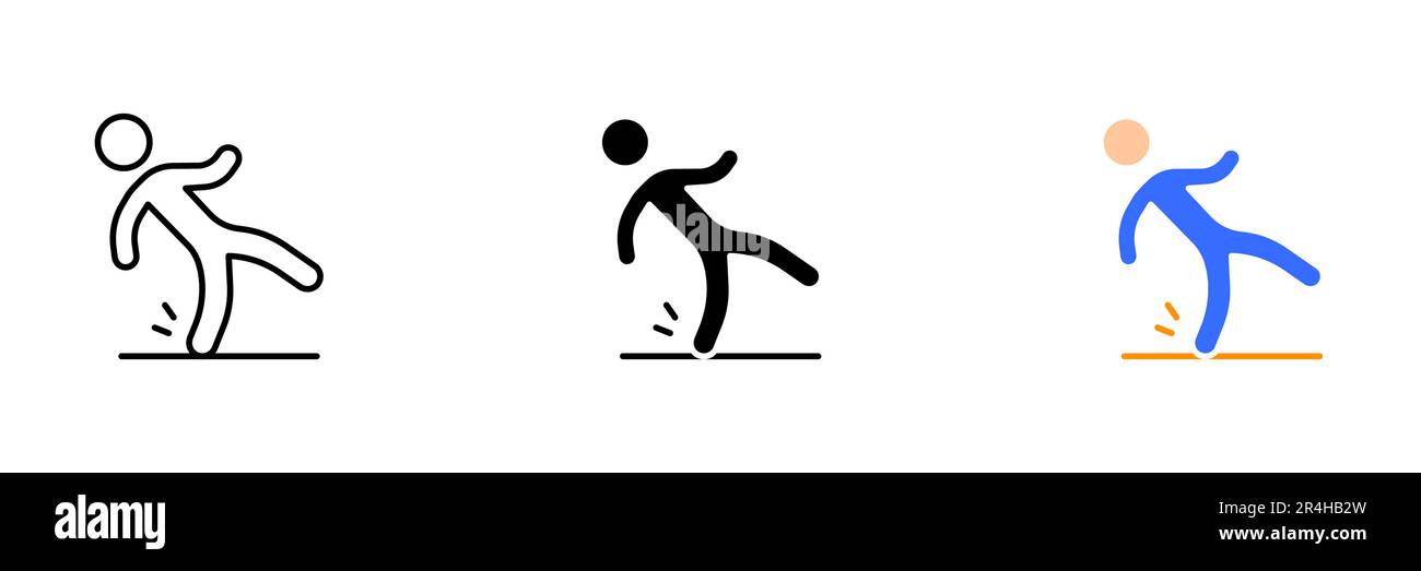 A vector illustration of a person falling on a set of stairs or steps ...