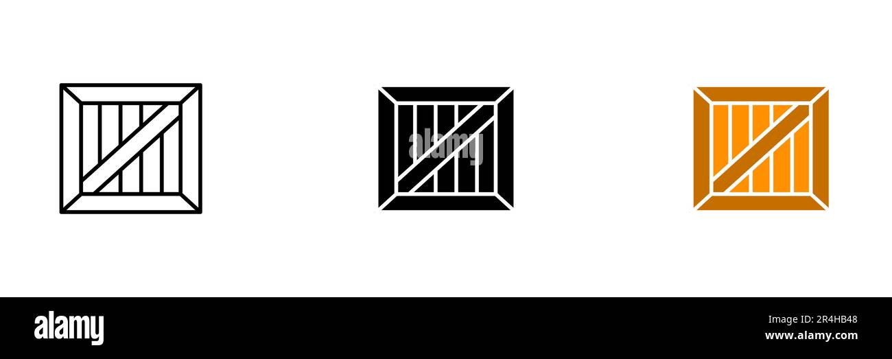 A 3D model of a wooden crate, made of natural wood with visible grains ...