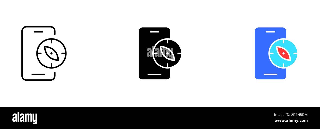 A smartphone with a compass icon on the screen, indicating that it has ...