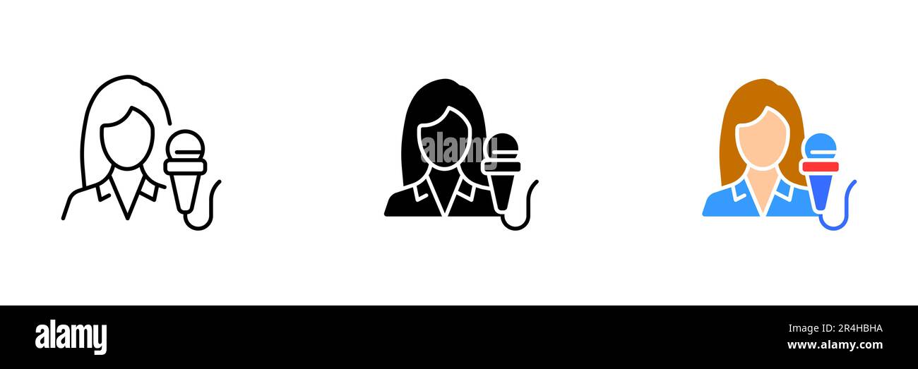 A vector illustration of a woman holding a microphone, ready to speak ...