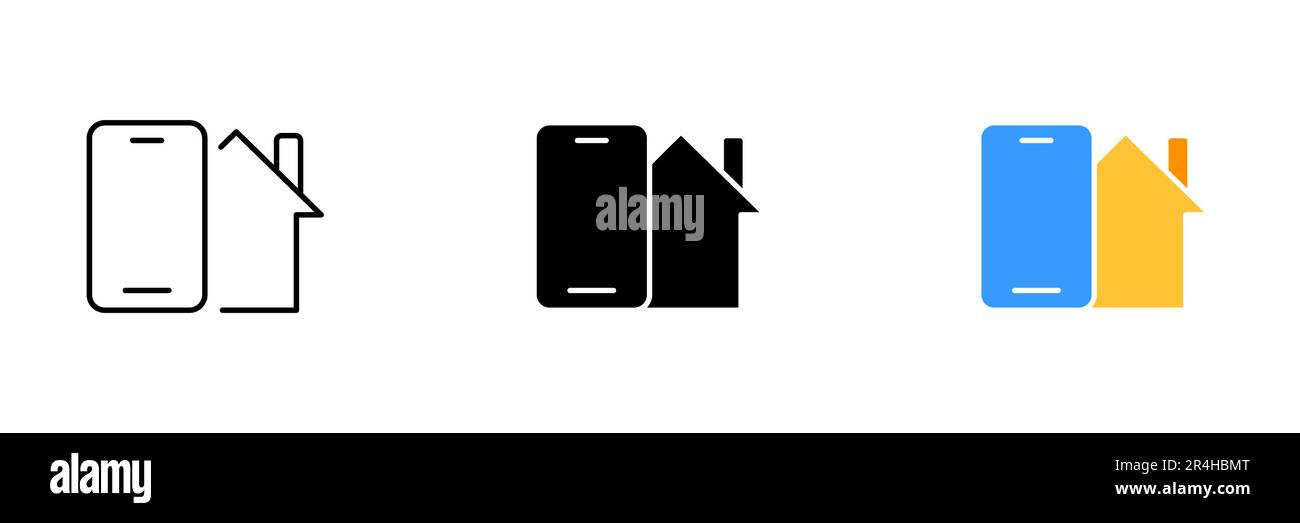 A vector illustration of a house icon and a touch screen mobile phone ...