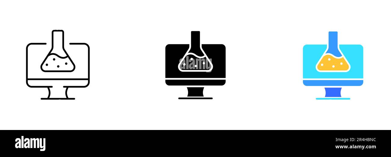 An illustration of a flask or beaker with liquid on a background of a ...