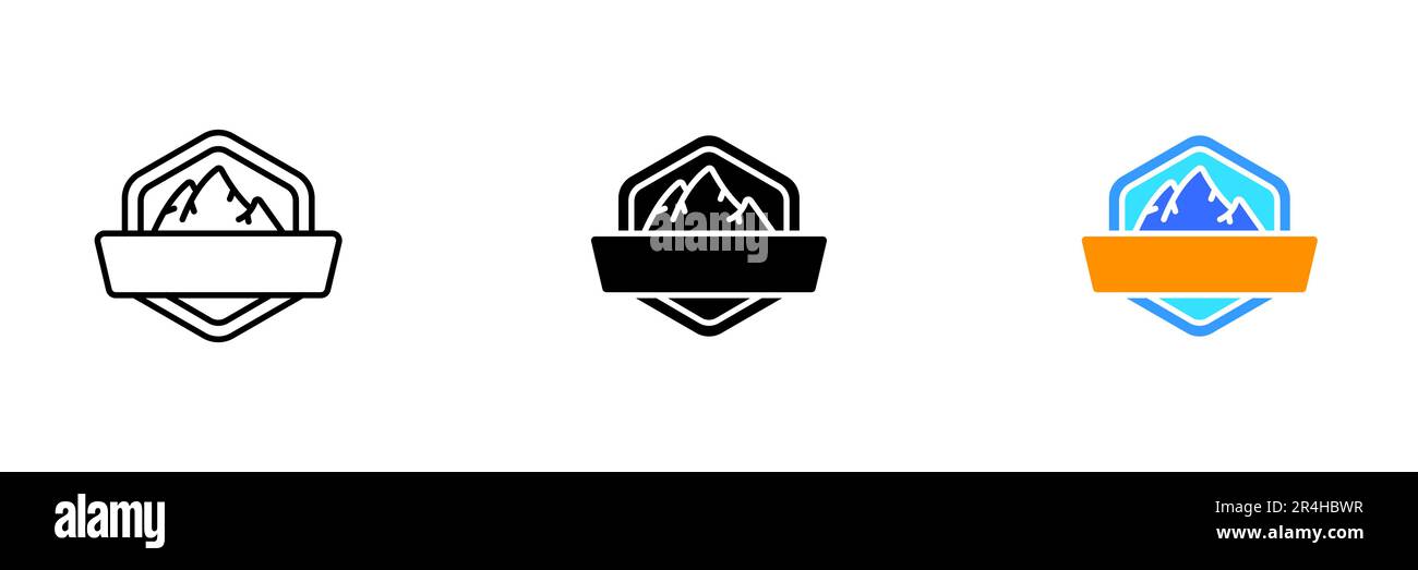 An icon of a shield with a mountain graphic, representing strength ...