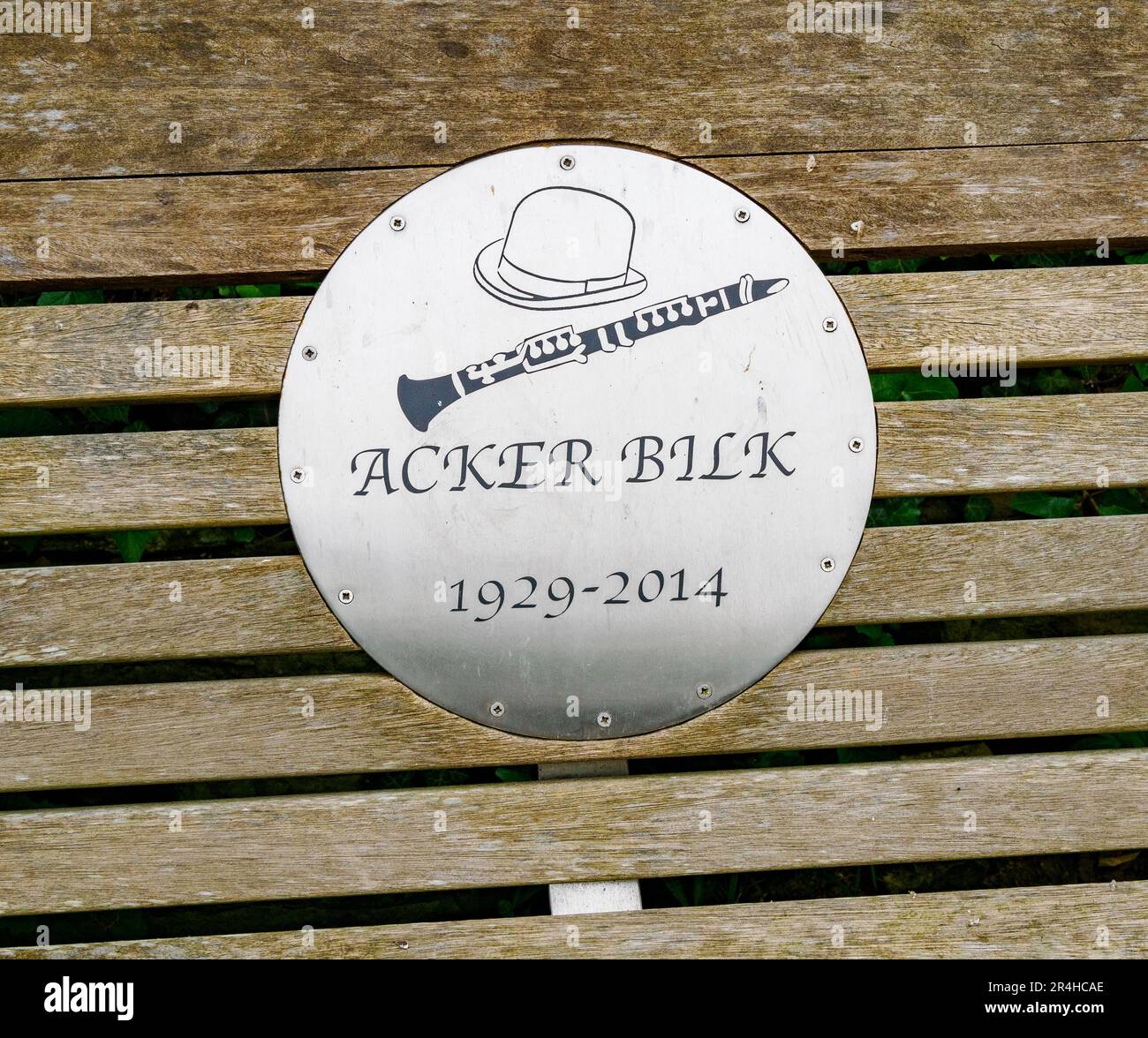 Bench dedicated to the memory of much loved jazz musician Acker Bilk in ...