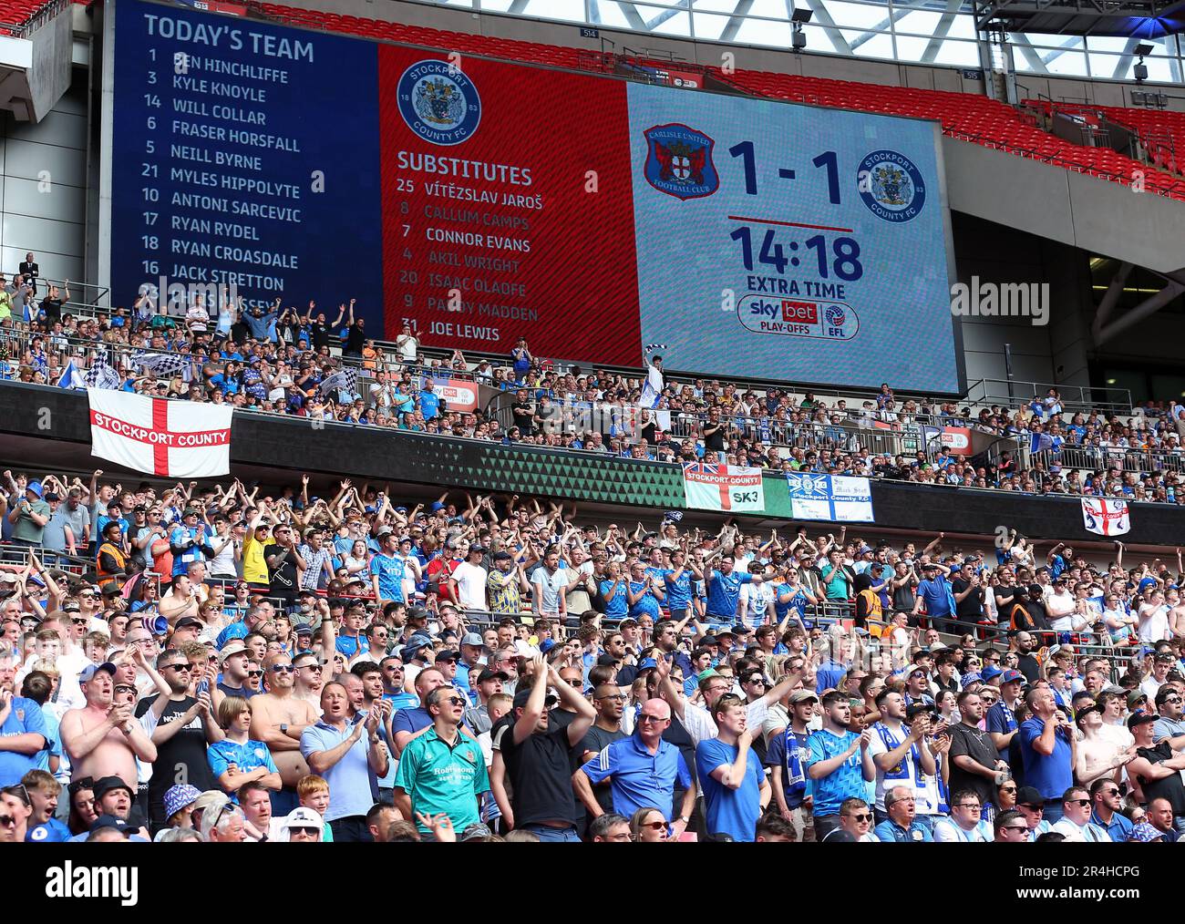 A general view of the scoreboard reading 1-1 in extra time during the ...