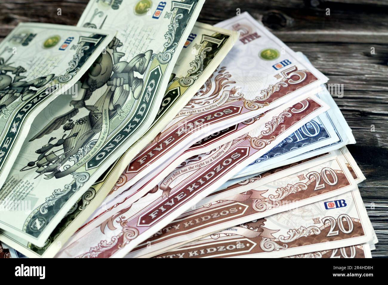 Cairo, Egypt, May 26 2023: KidZos money, currency of KidZania, a ...