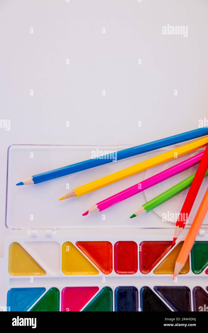 Composition with school accessories for painting and drawing Stock ...
