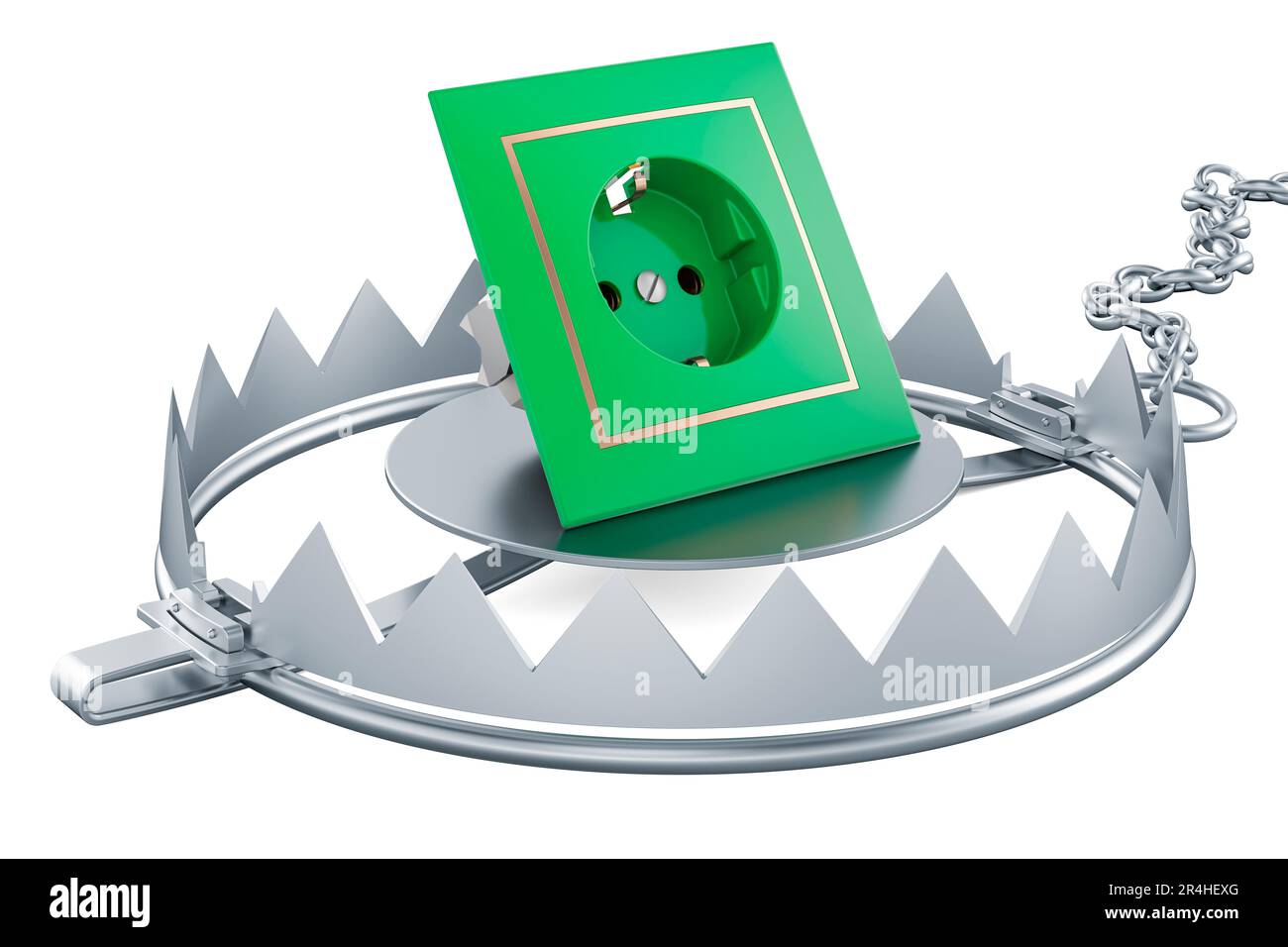 Electric socket inside bear trap, 3D rendering isolated on white ...