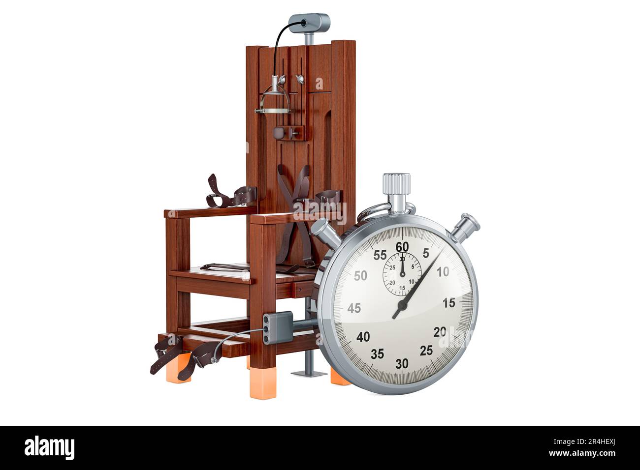Electric chair with stopwatch, 3D rendering isolated on white ...
