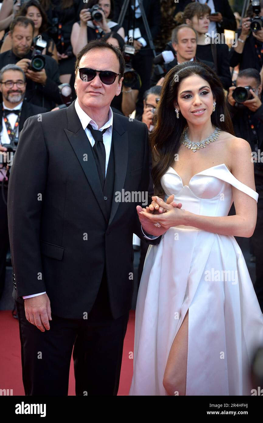 Cannes, France. 27th May, 2023. CANNES, FRANCE - MAY 27:Quentin Tarantino and Israeli singer ...