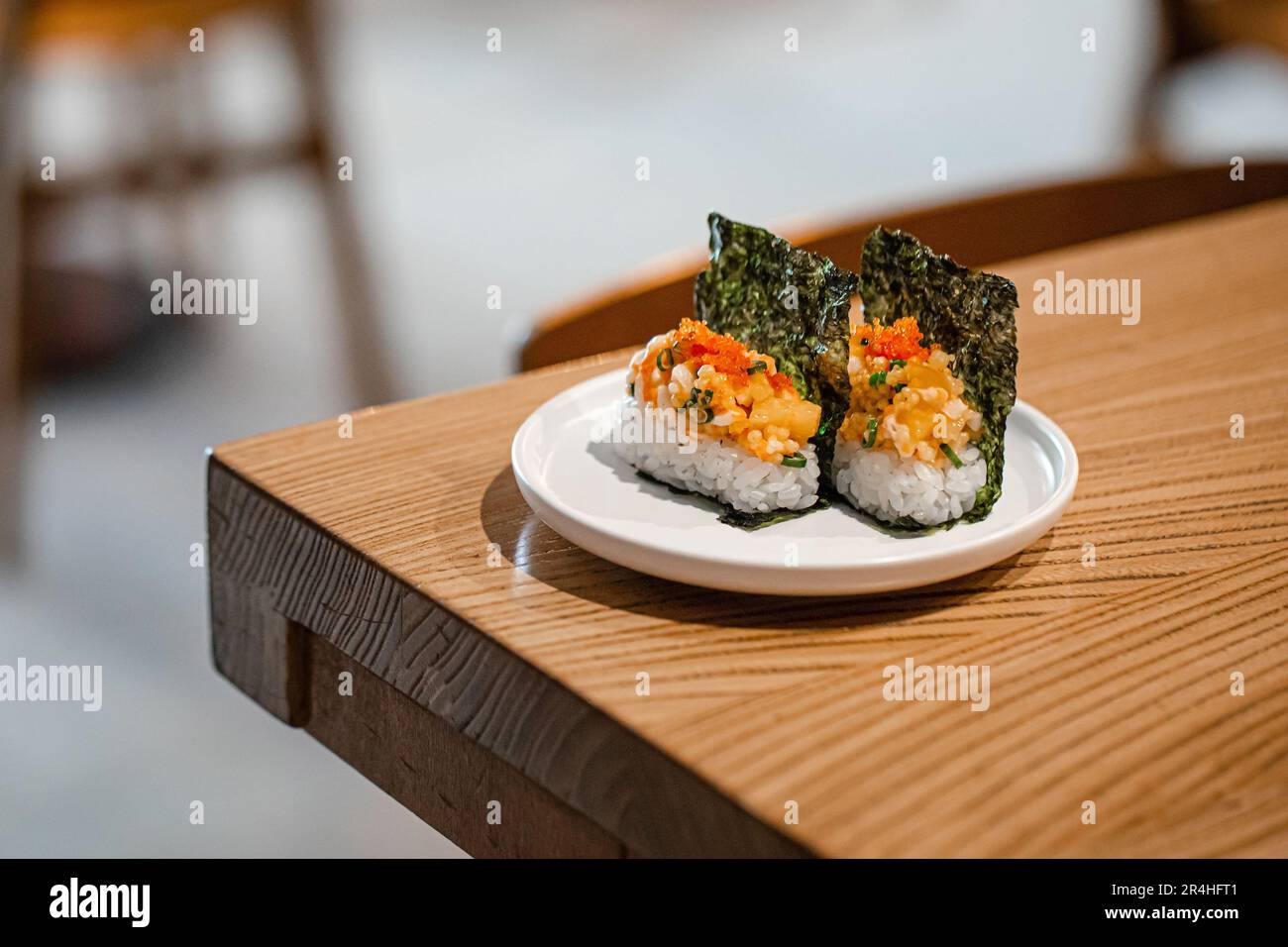 Japanese hand rolls with shrimp and caviar Stock Photo - Alamy