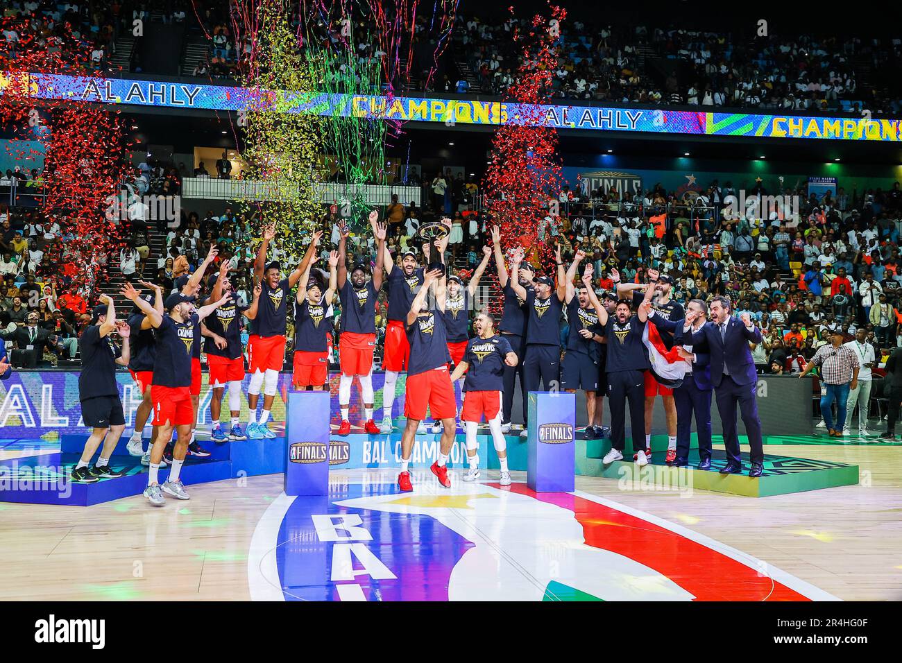 Kigali. 27th May, 2023. Players of Egypt's Al Ahly celebrate after ...