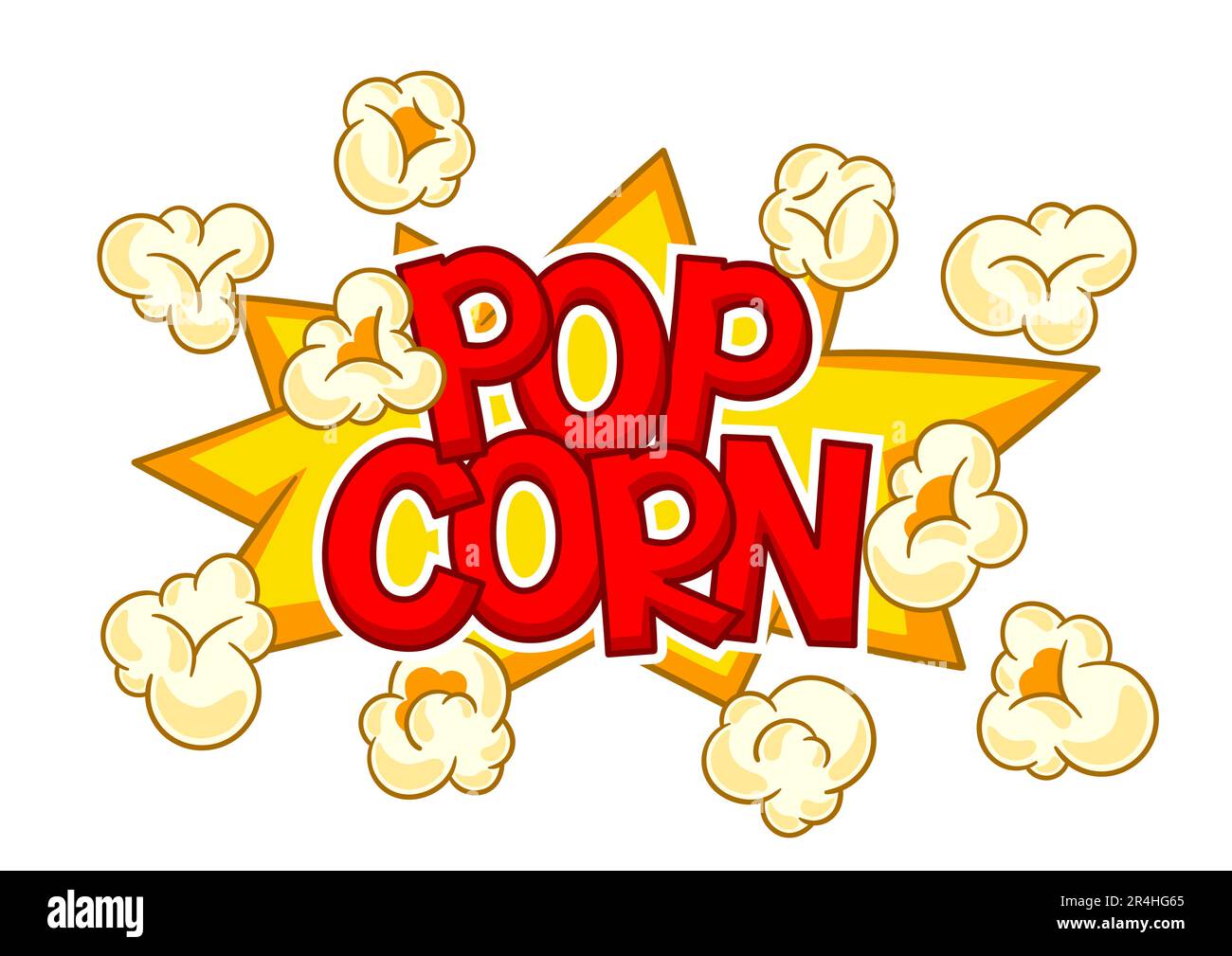 Background with popcorn. Image of snack food in cartoon style Stock ...