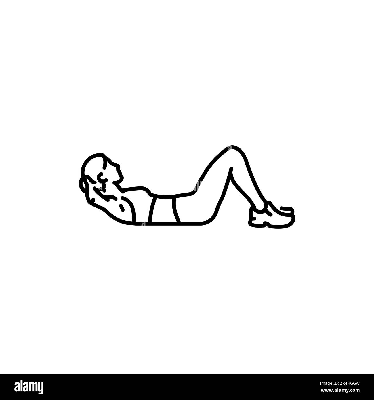 Girl Doing Crunch black line icon. Pictogram for web page, mobile app ...