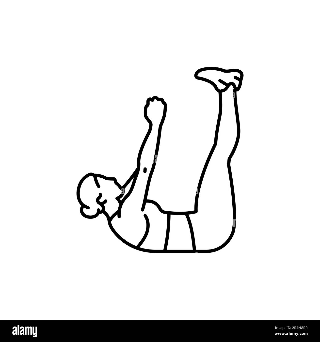 Girl Doing Crunch black line icon. Pictogram for web page, mobile app ...