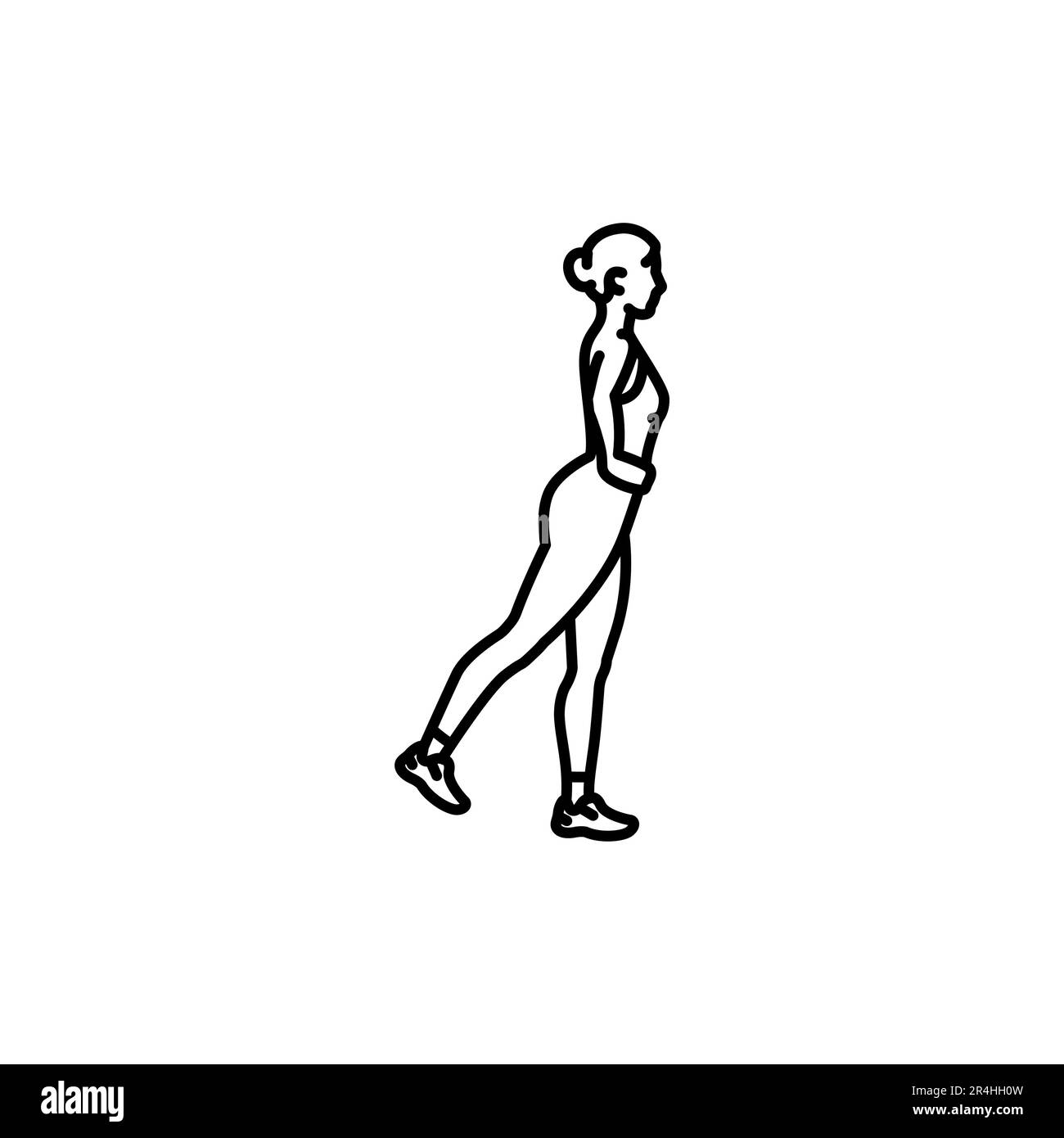 Girl does exercise on the buttocks legs and buttocks black line icon ...