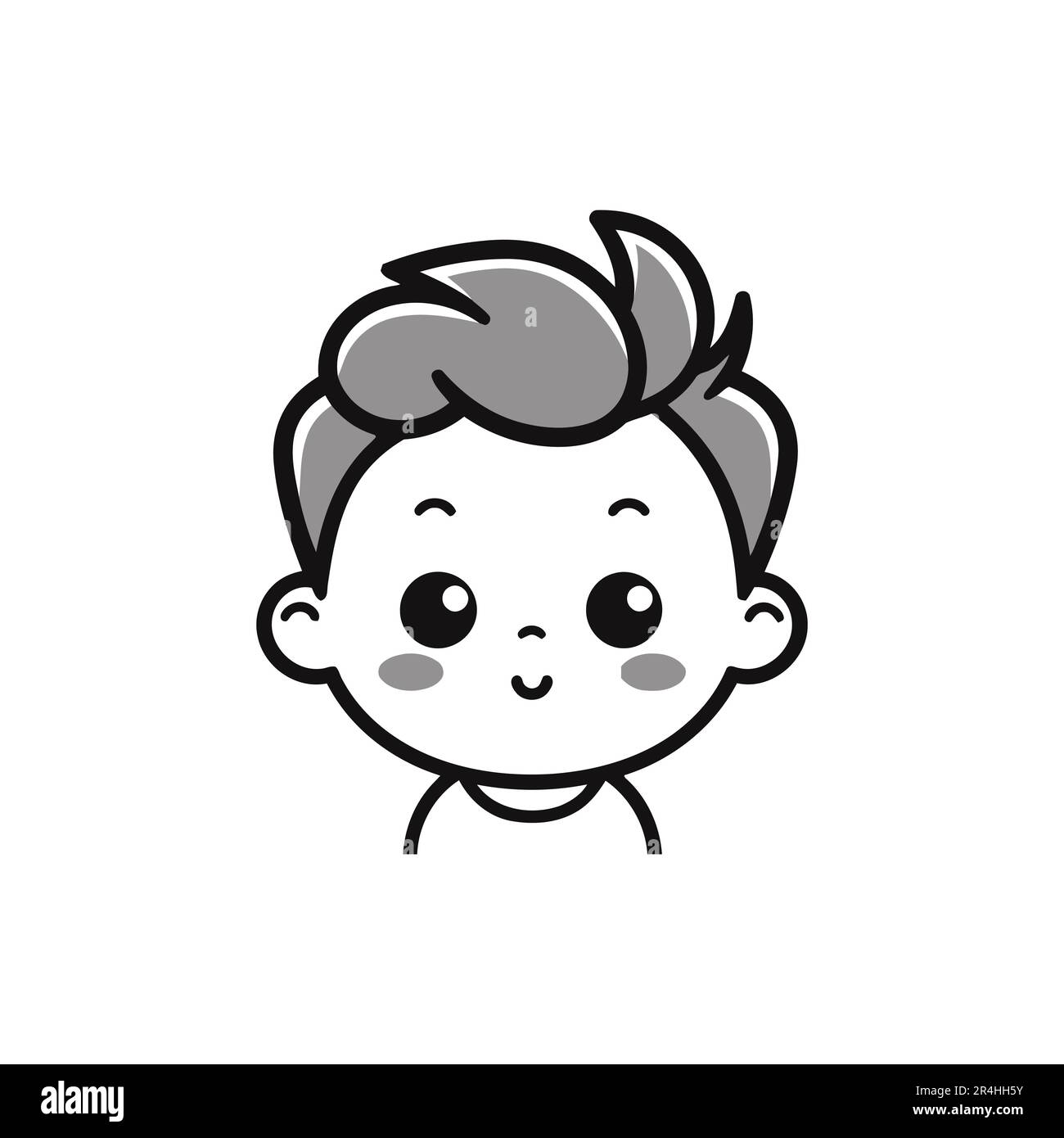 Boy outline sketch vector. Hand drawn toddler face linear illustration ...