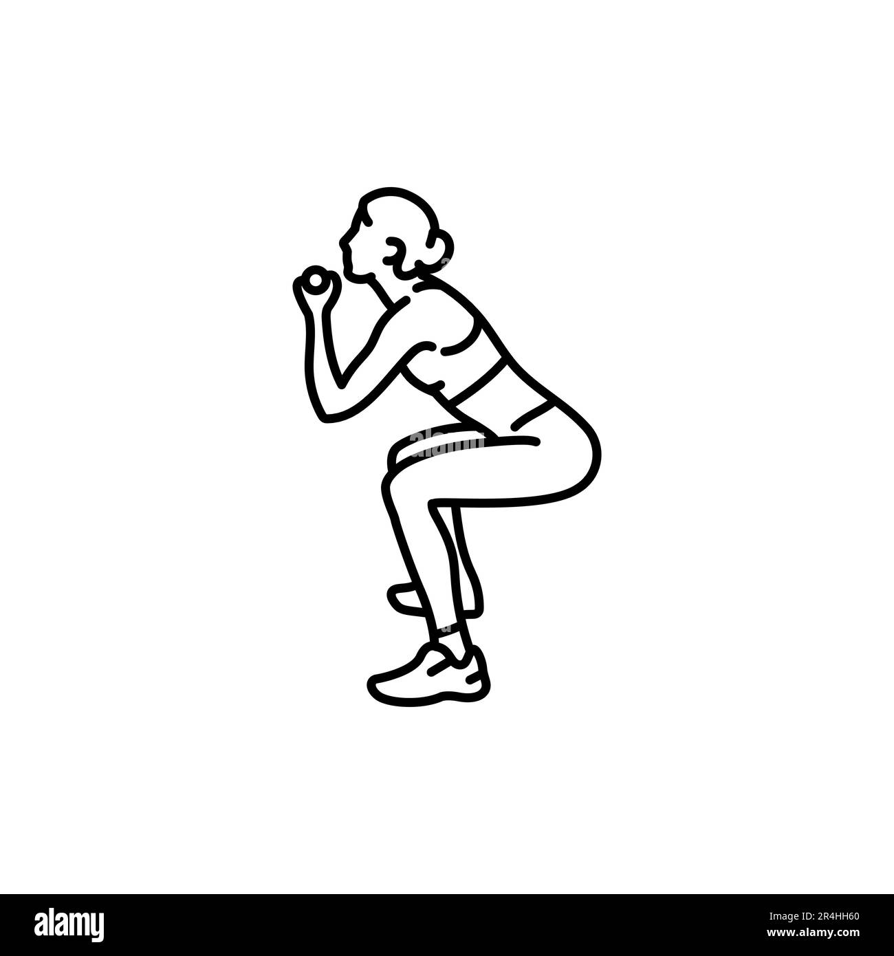 Girl doing squats black line icon. Pictogram for web page, mobile app ...