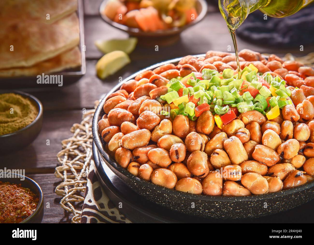 Arabic Cuisine: Egyptian traditional dish "Ful medames". Middle Eastern ...