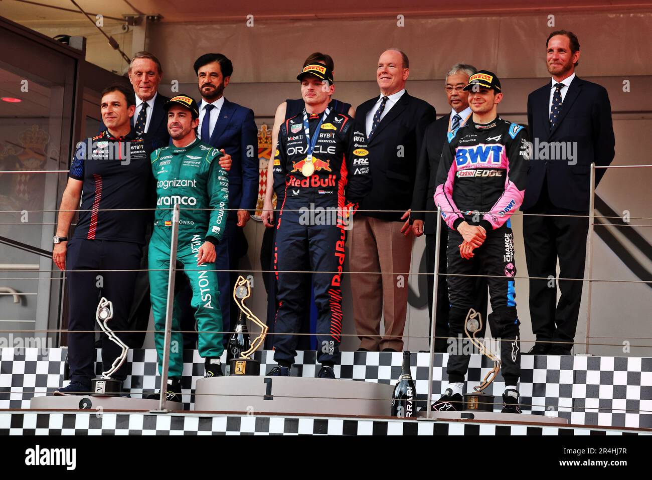 Monte Carlo, Monaco. 28th May, 2023. The podium (L to R): Pierre Wache ...