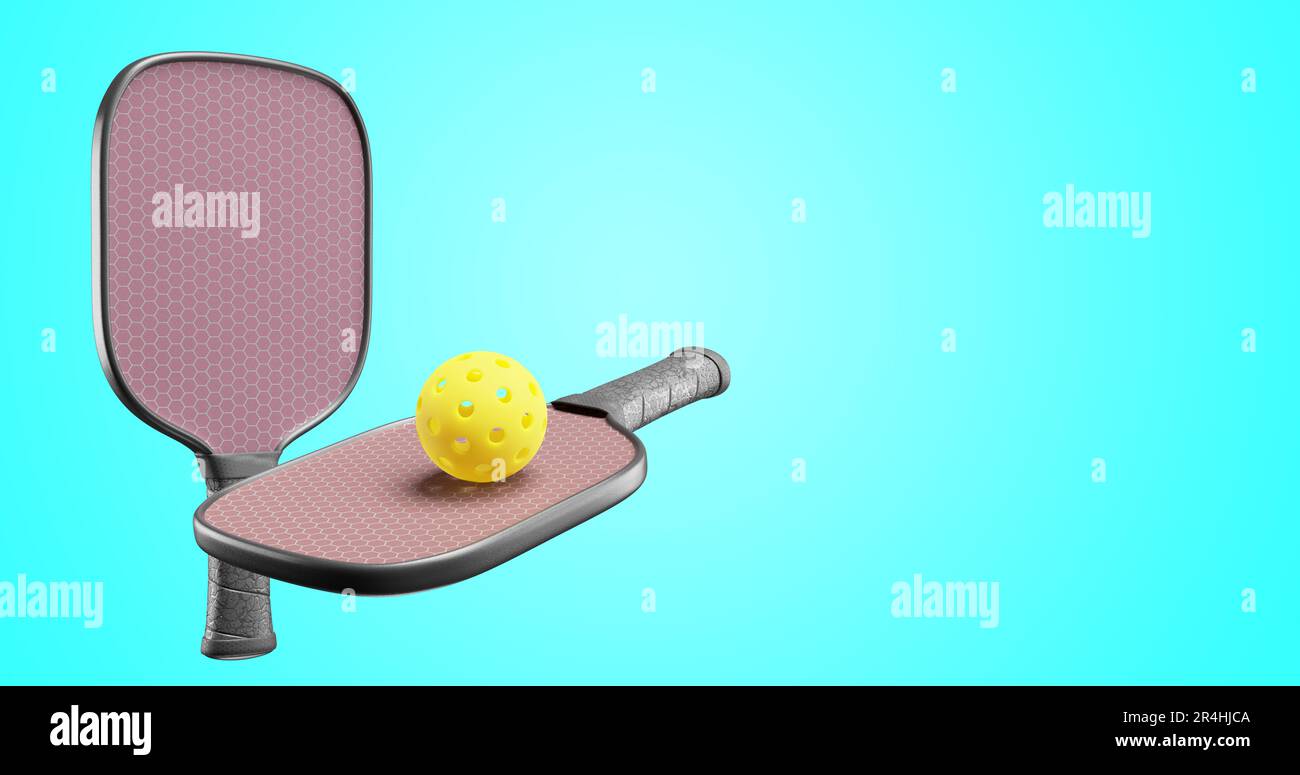 Pickleball. Set of rackets and sports ball on an isolated background ...