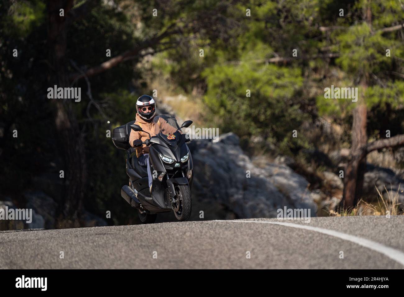 Turkey, Scooter white Yamaha The scooter is parked in the mountains of ...