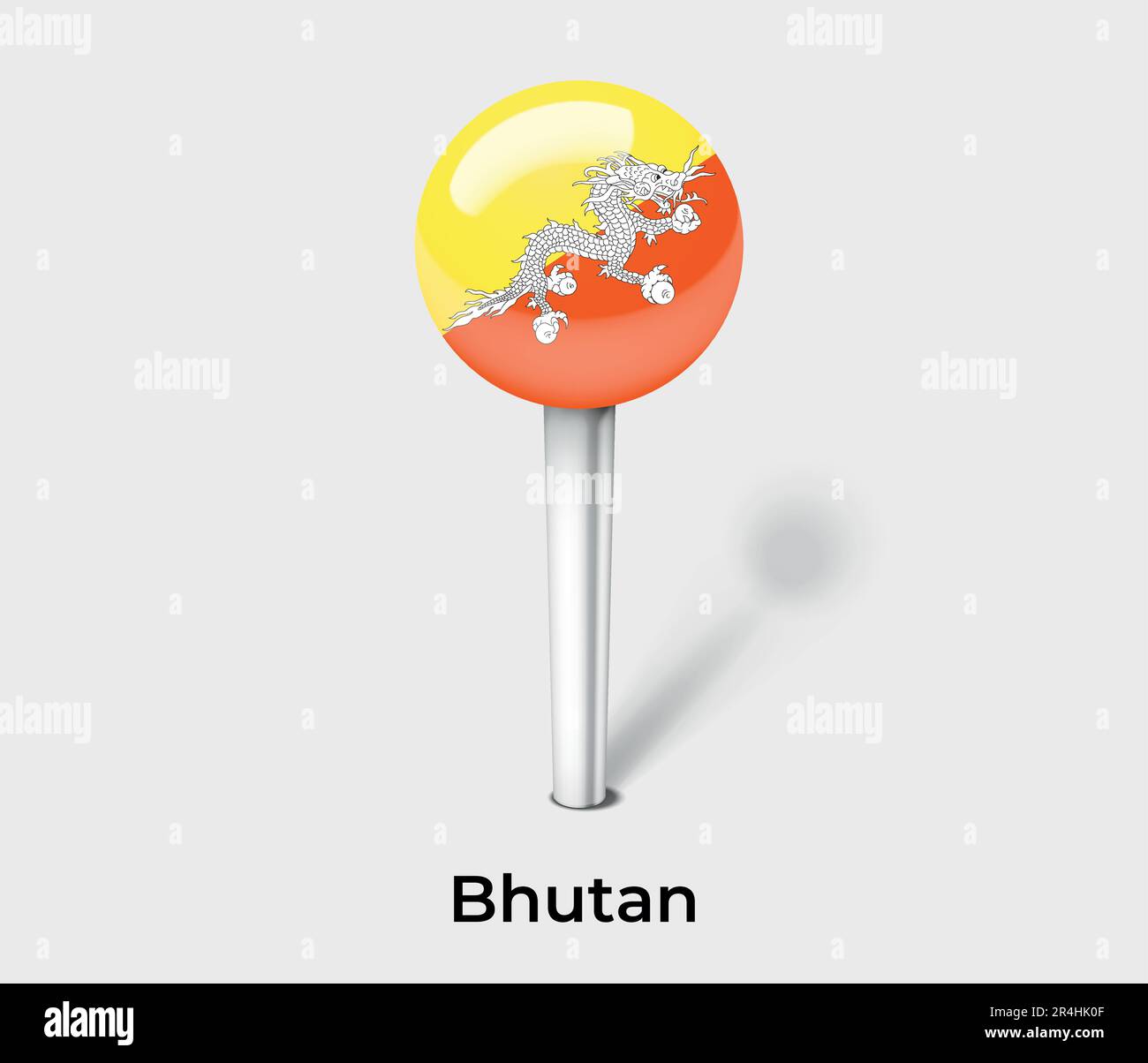 Bhutan country flag pin map marker Stock Vector Image & Art - Alamy