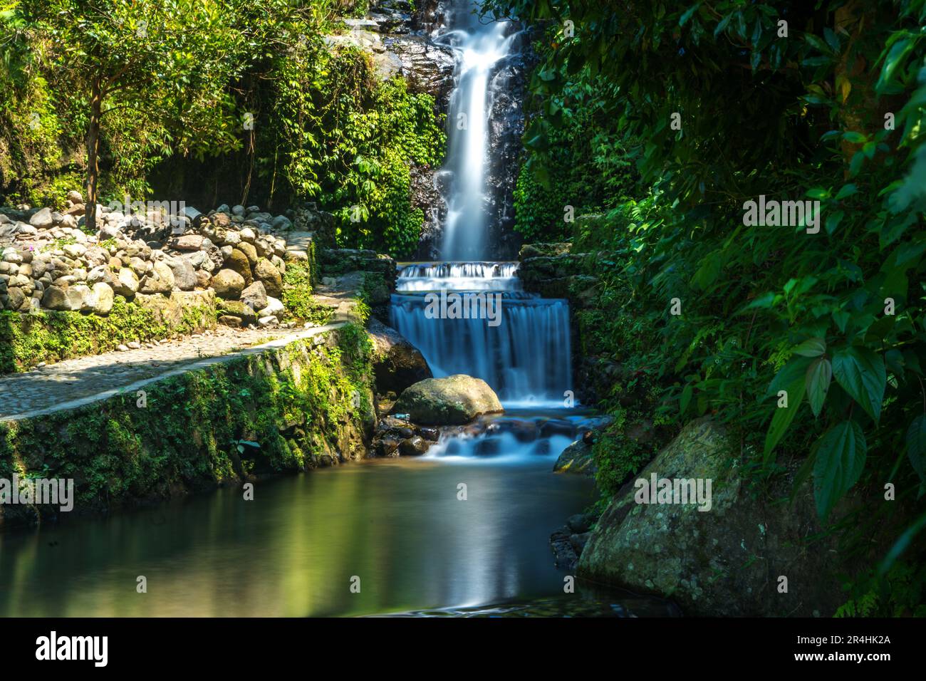 Long exposure photo of Tirto Weni Waterfalls located in Ungaran ...