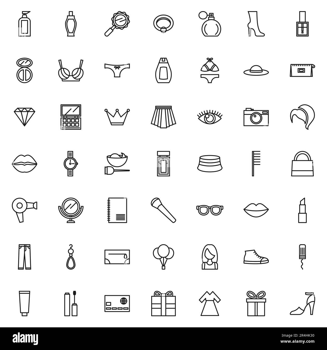 Set of flat outline beauty icons. Vector design Stock Vector Image ...