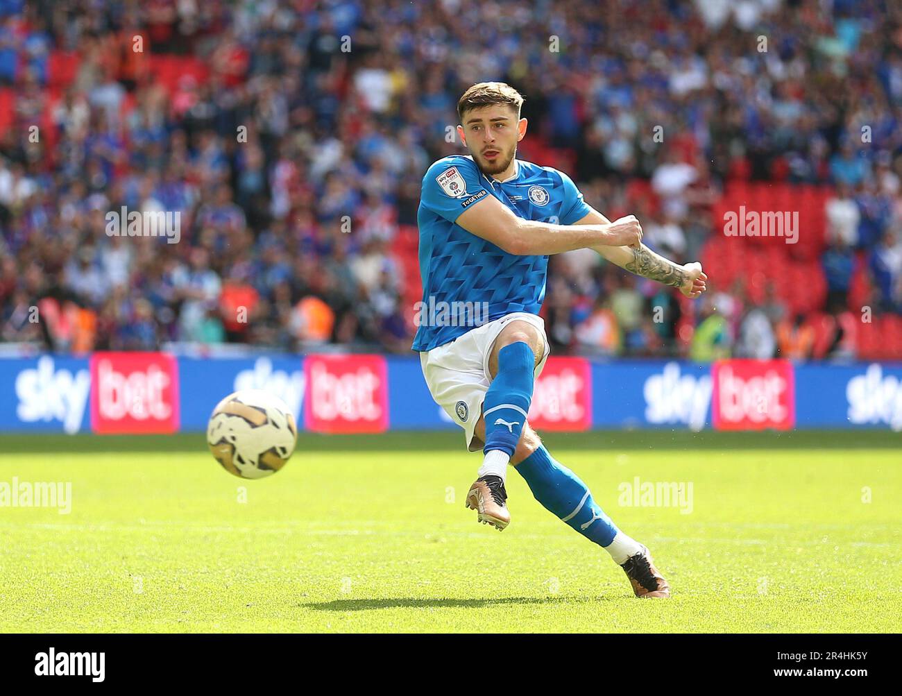 Stockport County's Ryan Rydel has his penalty saved in the shoot-out ...