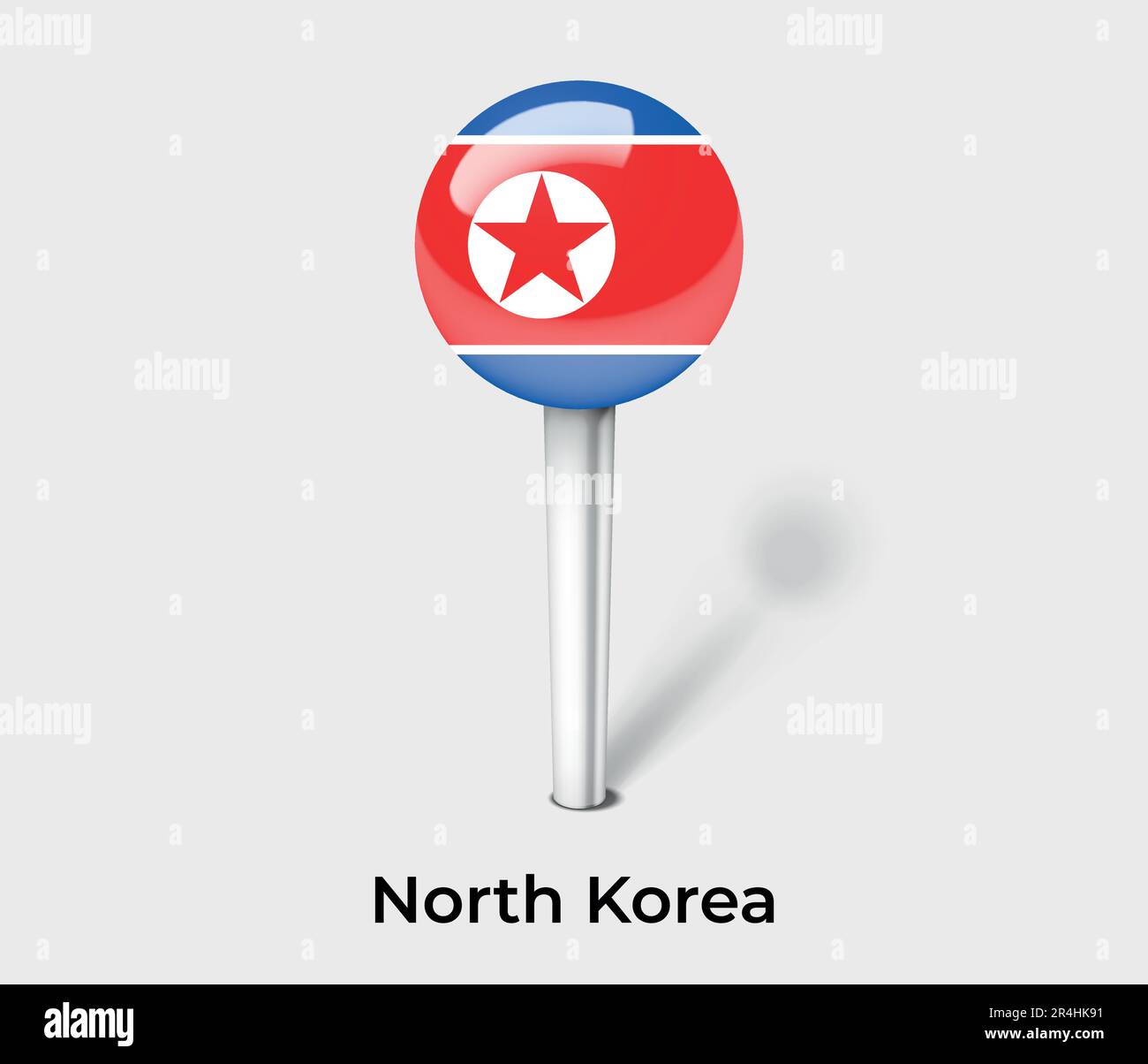 North Korea country flag pin map marker Stock Vector Image & Art - Alamy