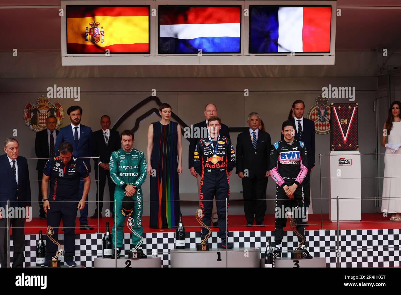 Monaco, Monte Carlo. 28th May, 2023. The podium (L to R): Pierre Wache ...