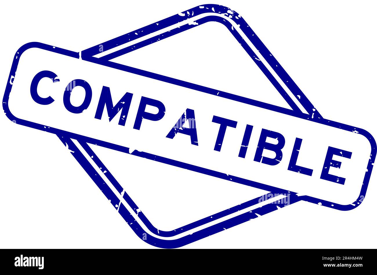 Grunge blue compatible word rubber seal stamp on white background Stock ...